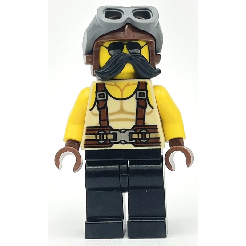 LEGO Set fig-009333 Tan Torso, Black Legs, Pilot Cap, Moustache ...