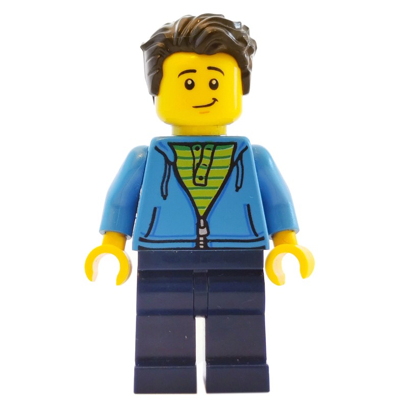 LEGO Set fig-009339 Dark Azure Torso, Dark Blue Legs, Dark Brown Hair ...