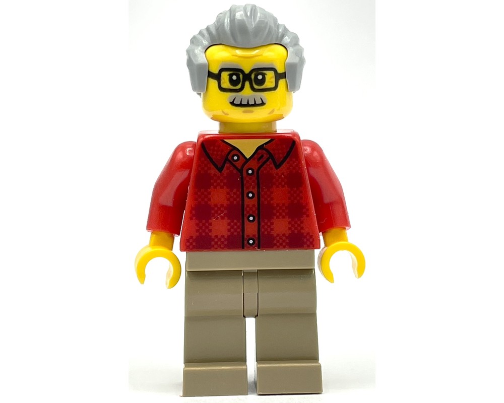 LEGO Set fig-009349 Red Torso, Dark Tan Legs, Light Bluish Grey Hair ...
