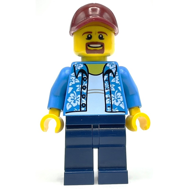 LEGO Set fig-009350 Dark Azure Torso, Dark Blue Legs, Dark Red Cap ...