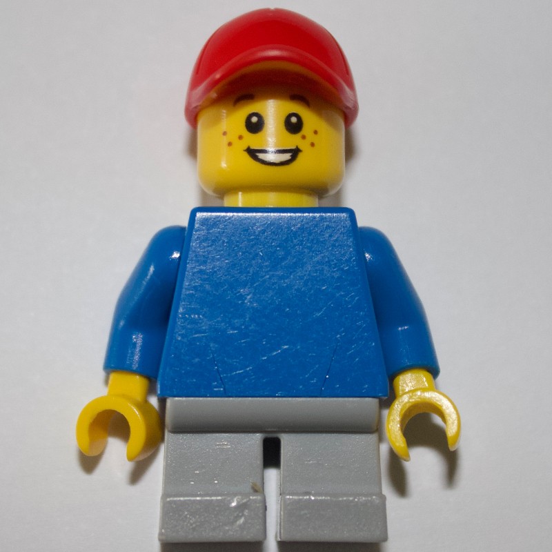 LEGO Set fig-009353 Kid - Blue Torso, Light Bluish Grey Legs, Red Cap ...
