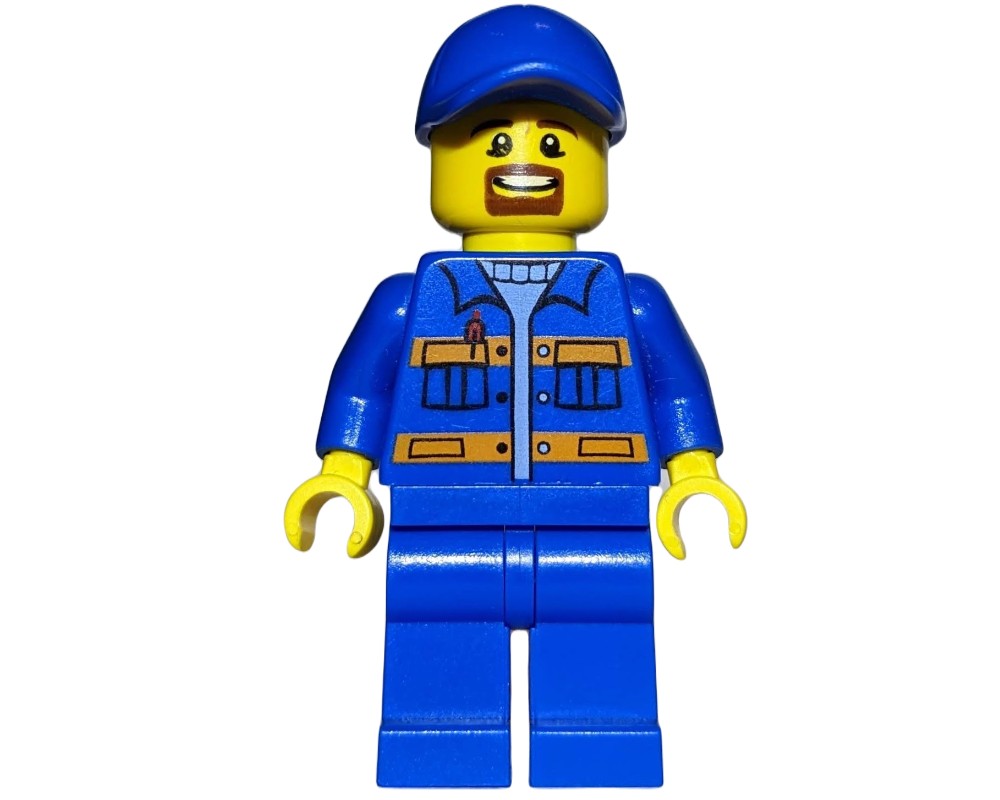 LEGO Set fig-009399 Worker, Blue Jacket with Orange Stripes, Blue Legs ...