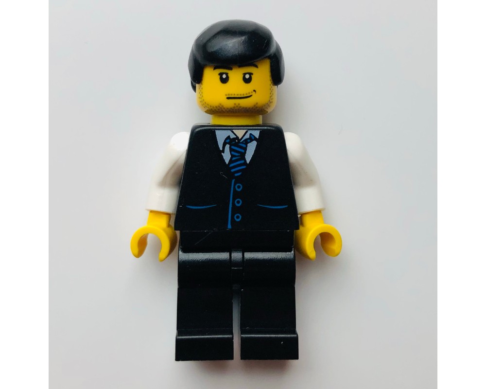 LEGO Set fig-009400 Man, Black Vest over White Shirt with Tie, Black ...