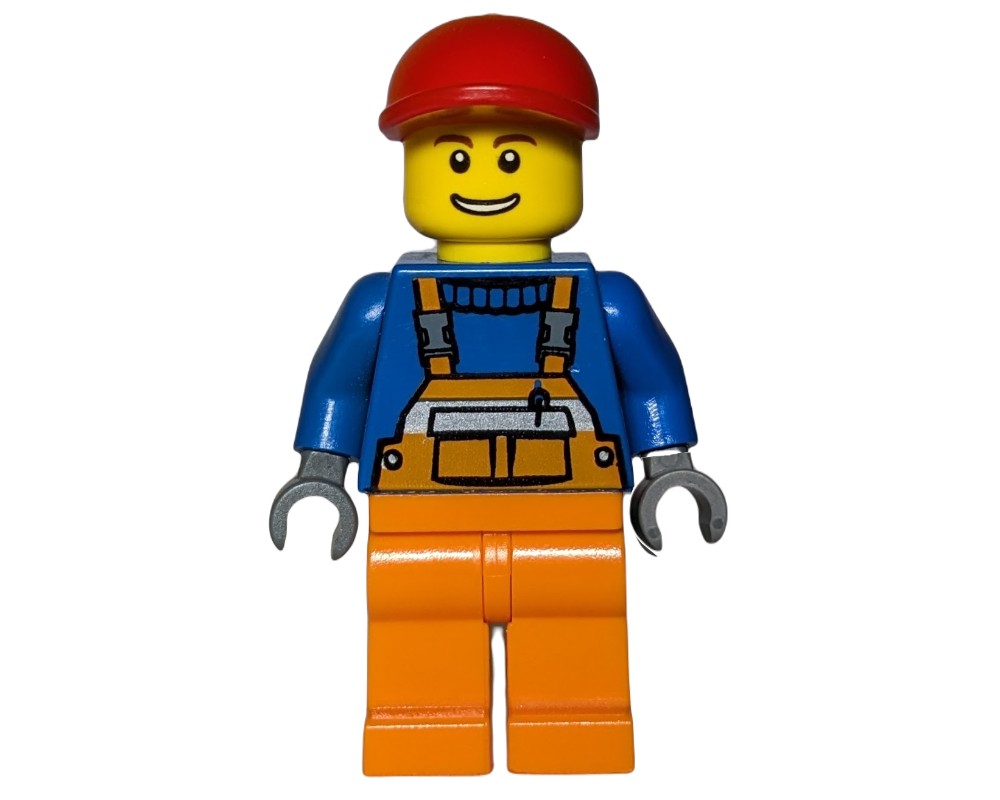 LEGO Set fig-009403 Construction Worker, Orange Overalls over Blue ...