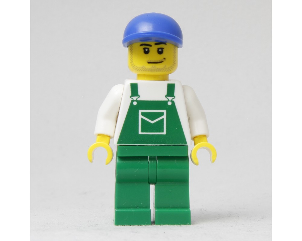 LEGO Set fig-009419 Man, Green Overalls, Blue Cap, Stubble (4485 Cap ...