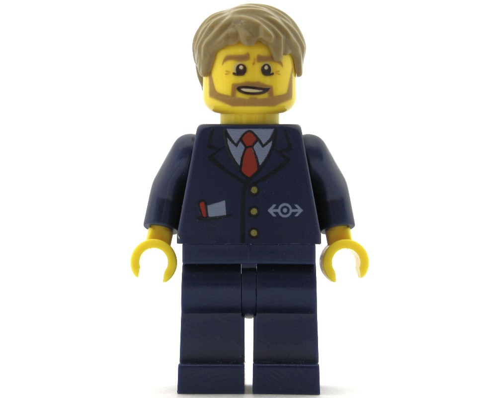 LEGO Set fig-009425 Bus Driver, Dark Blue Suit with Train Logo, Dark ...