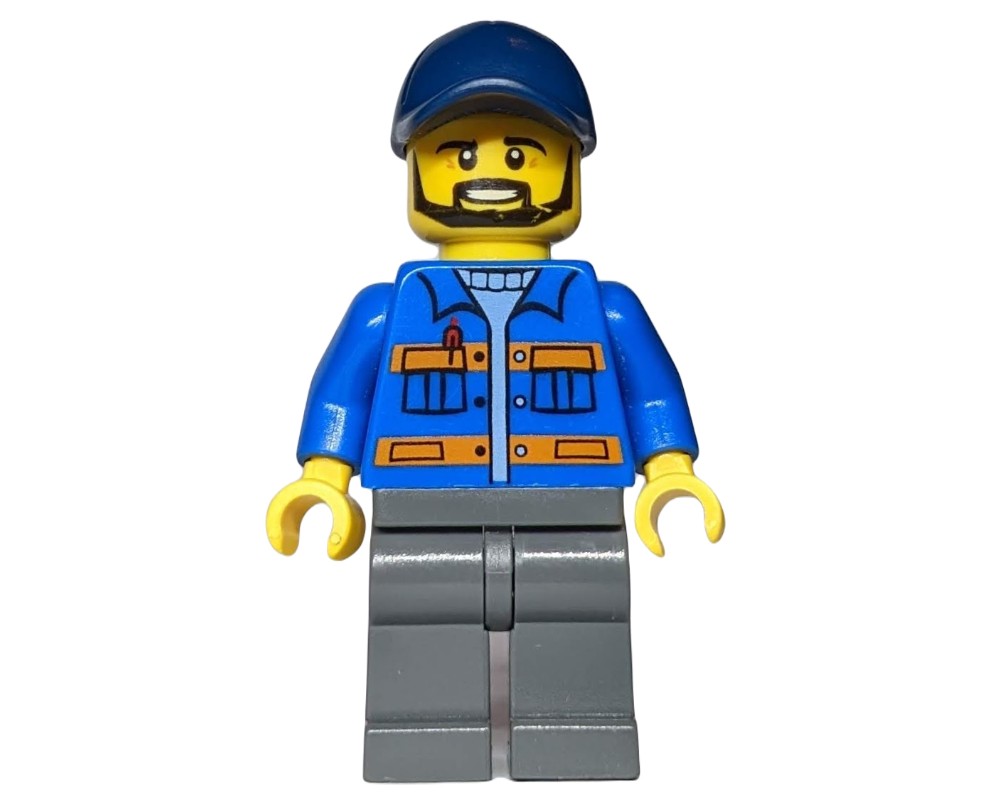 LEGO Set fig-009433 Worker, Blue Jacket with Orange Stripes, Dark ...