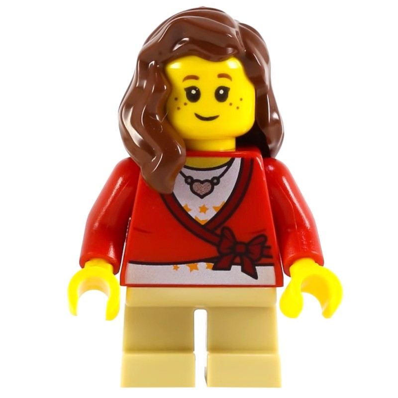 LEGO Set fig-009446 Girl, Cardigan Tied with Bow and Necklace, Tan Legs ...