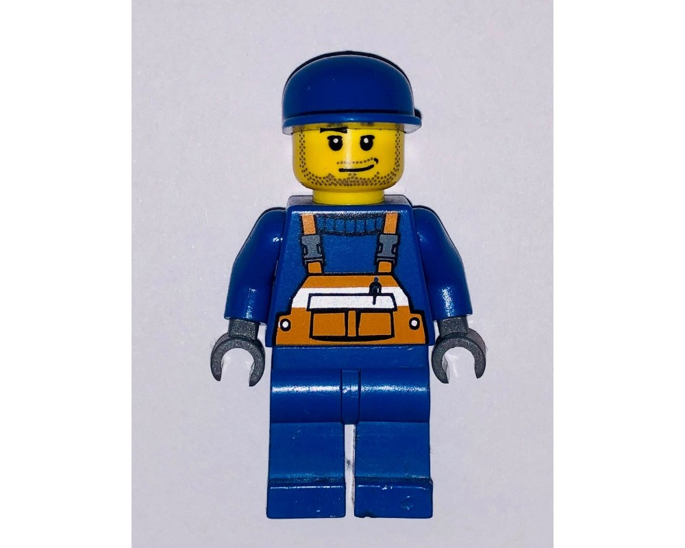 LEGO Set fig-009534 Worker - Blue Torso, Orange Overall, Blue Cap (2006 ...