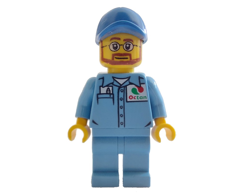 LEGO Set fig-009543 Man, Medium Blue Shirt with Octan Logo, Medium Blue ...