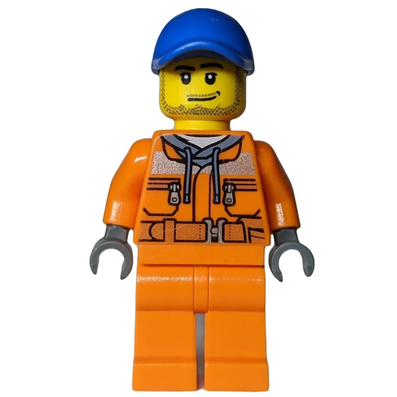 LEGO Set fig-009544 Construction Worker, Safety Jacket over Hoodie with ...