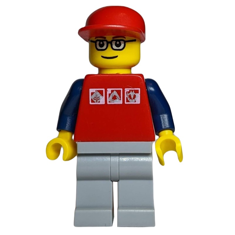 LEGO Set fig-009547 Man, Red Shirt with Dark Blue Arms, Red Cap ...