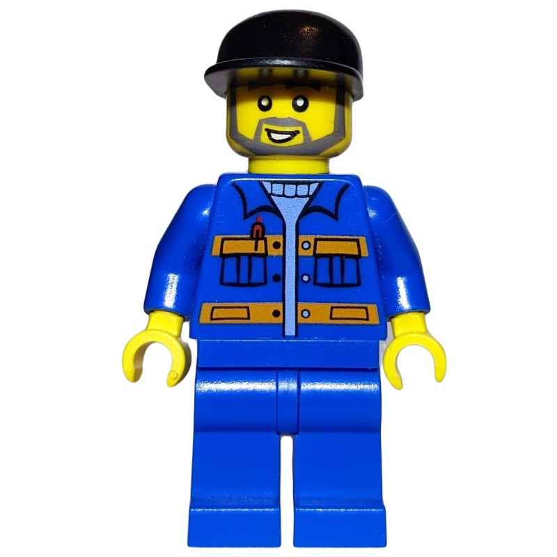 LEGO Set fig-009556 Worker, Blue Jacket with Orange Stripes, Blue Legs ...