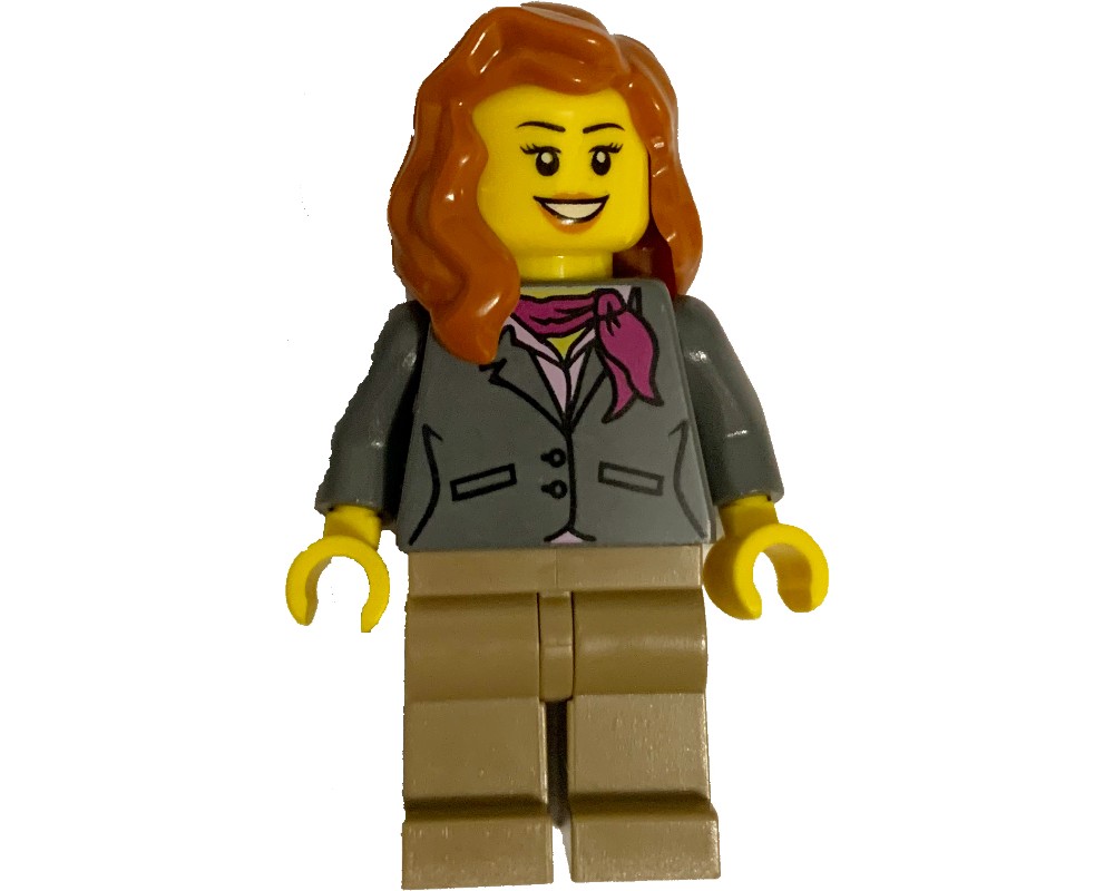 LEGO Set fig-009557 Woman, Dark Bluish Gray Jacket with Magenta Scarf ...