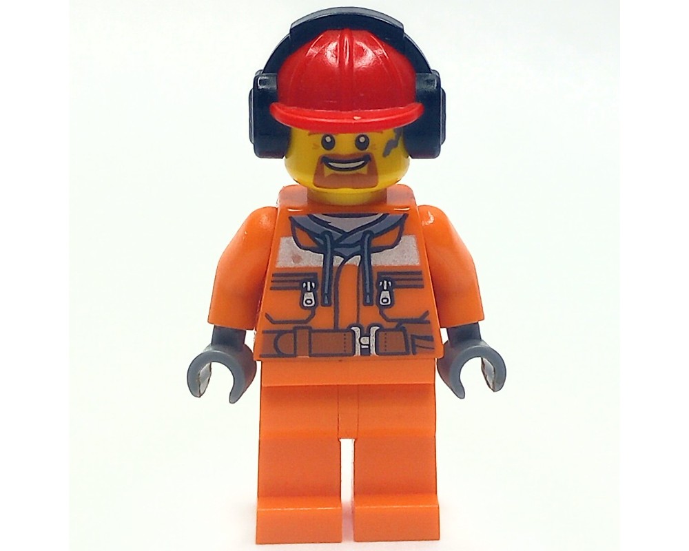 LEGO Set fig-009566 Construction Worker, Safety Jacket over Hoodie with ...