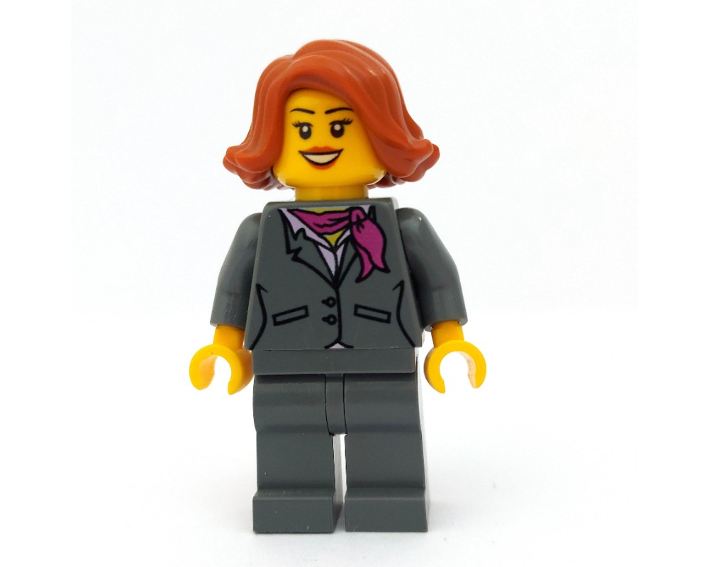 LEGO Set fig-009587 Woman, Dark Bluish Gray Suit with Magenta Scarf ...