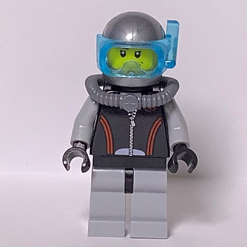 LEGO Set fig-009601 Diver, Black and Gray Wetsuit, Helmet with Mask ...