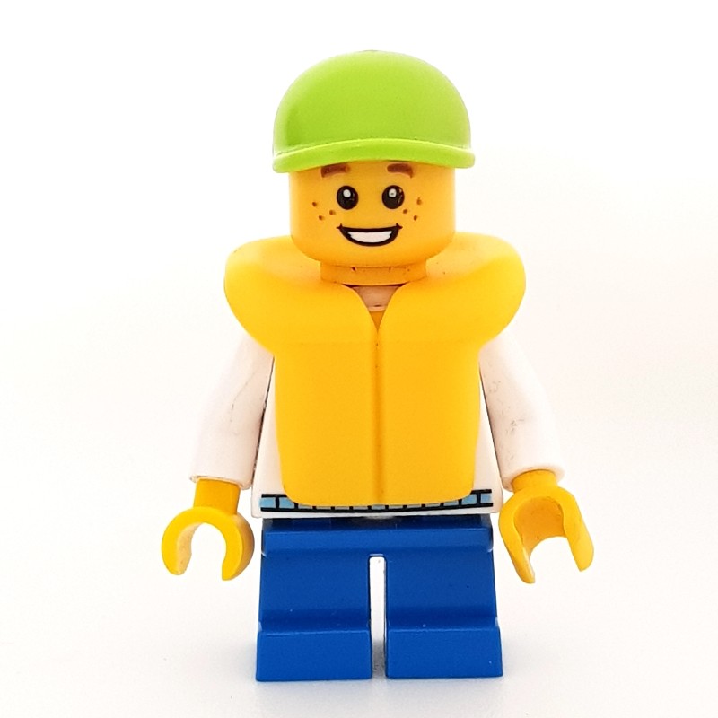 LEGO Set fig-009609 Boy, White and Blue Hoodie, Short Blue Legs, Lime ...