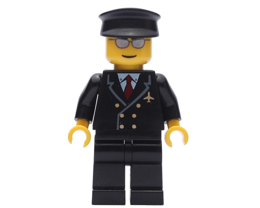 LEGO Set fig-009621 Pilot, Black Suit with Tie and Airplane Badge ...