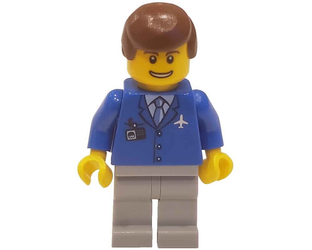 LEGO Set fig-009636 Airline Worker, Blue Jacket with Tie and Plane Logo ...