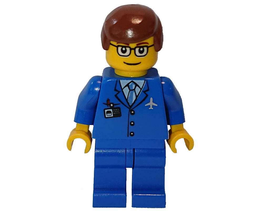 LEGO Set fig-009649 Airline Worker, Blue Suit with Tie and Plane Logo ...