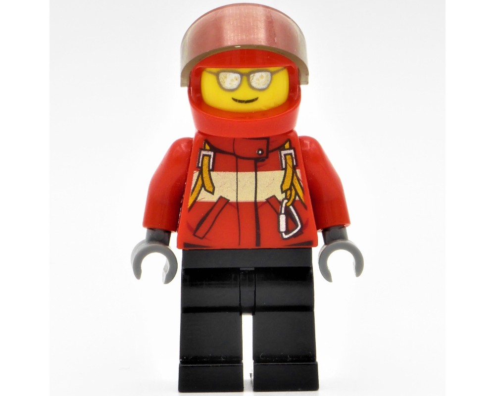 LEGO Set fig-009680 Pilot, Red Jacket with Straps, Red Helmet with ...