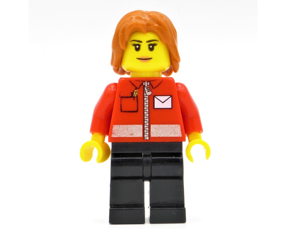 LEGO Set fig-009683 Postal Worker, Woman, Red Jacket with Zipper and ...