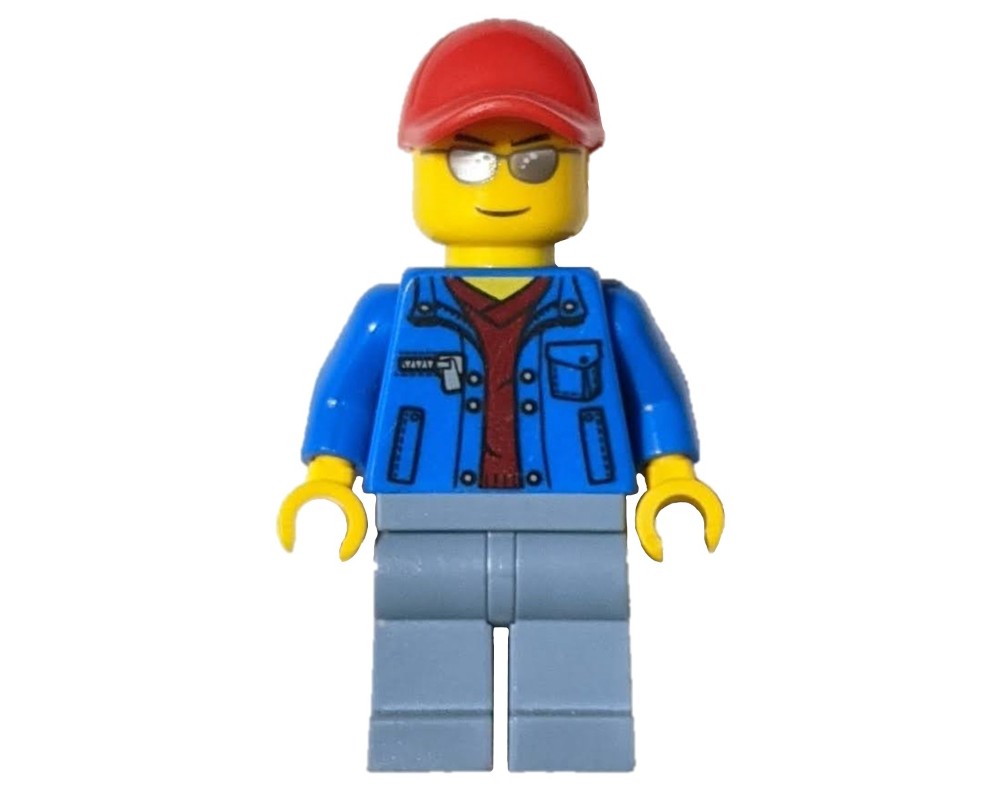 LEGO Set fig-009701 Man, Open Blue Jacket over Dark Red Shirt, Sand ...