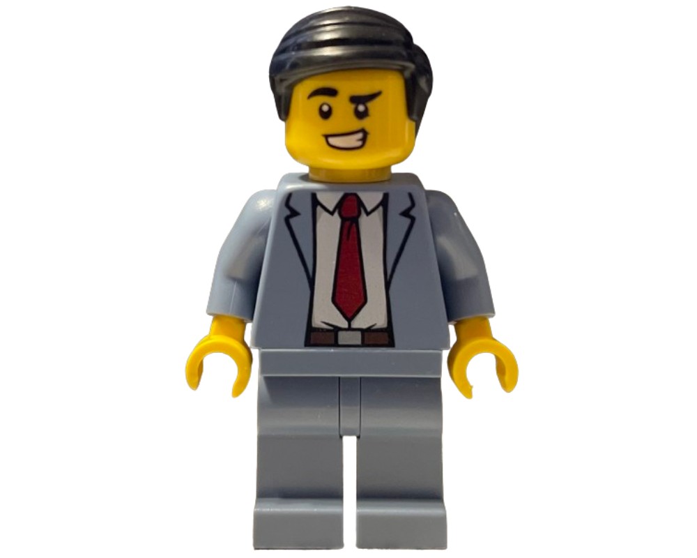 LEGO Set fig-009707 Man, Sand Blue Suit with Red Tie, Black Hair ...