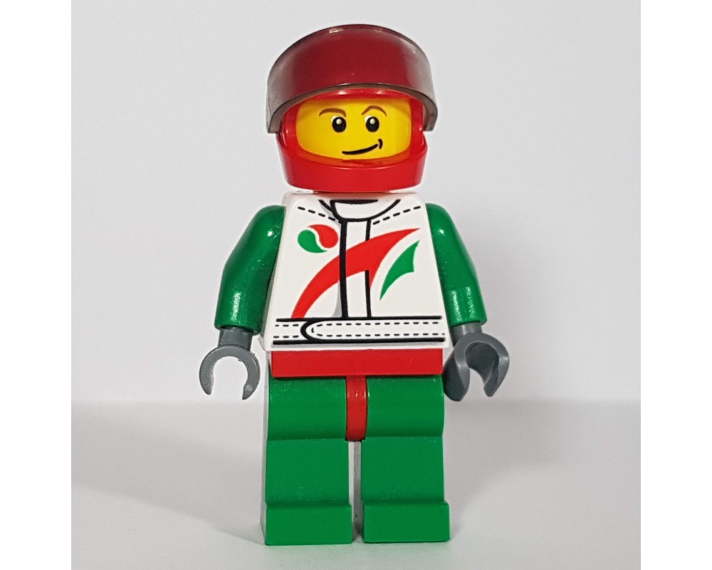 LEGO Set fig-009718 Racer, White and Green Jumpsuit with Octan Logo ...