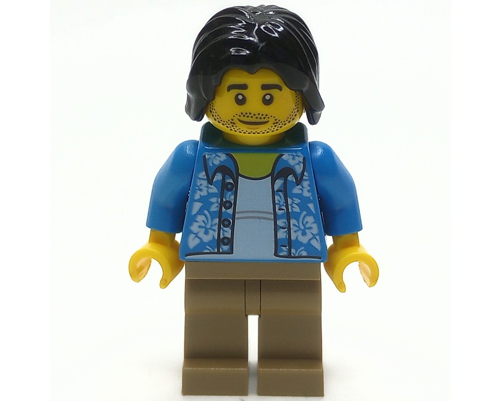 LEGO Set fig-009723 Man, Open Dark Azure Hawaiian Shirt, Dark Tan Legs ...