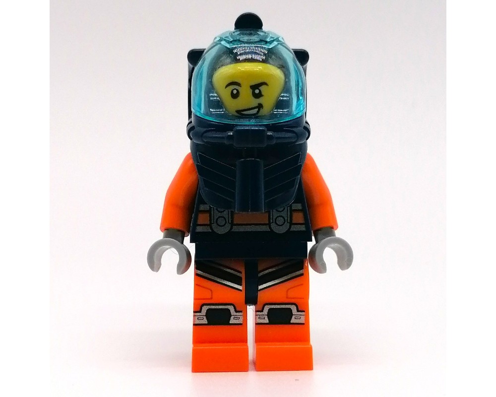 LEGO Set fig-009736 Diver, Man, Dark Blue and Orange Wetsuit, Dark Blue ...