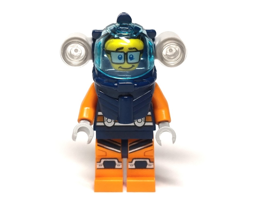 LEGO Set fig-009742 Diver, Man, Dark Blue and Orange Wetsuit, Dark Blue ...