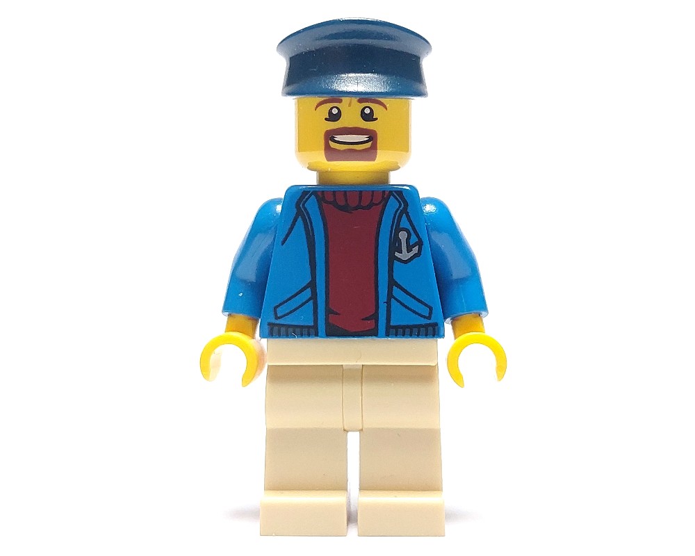 LEGO Set fig-009751 Ship Captain, Open Blue Jacket with Anchor over ...