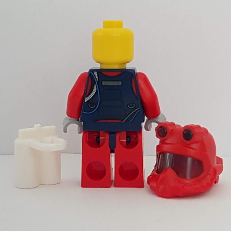 LEGO Set fig-009763 Diver, Woman, Red and Dark Blue Wetsuit with Straps ...