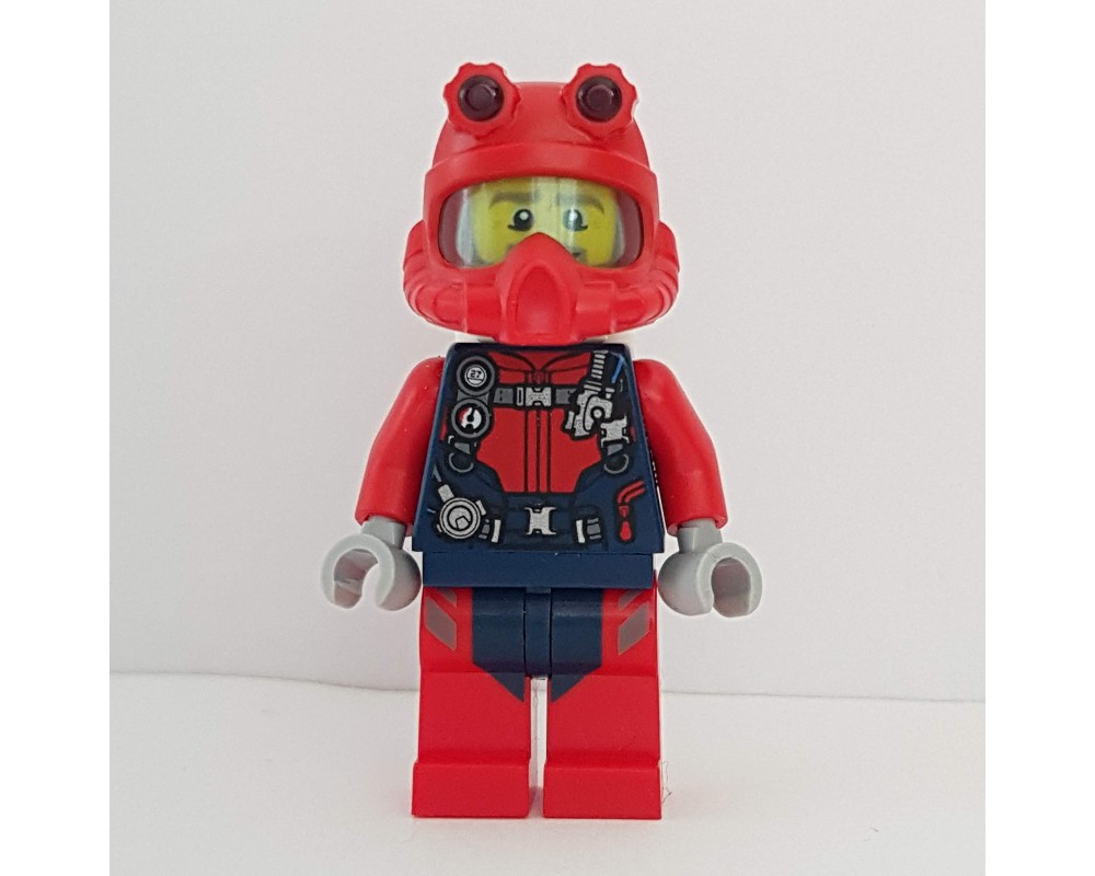 LEGO Set fig-009764 Diver, Man, Red and Dark Blue Wetsuit with Straps ...