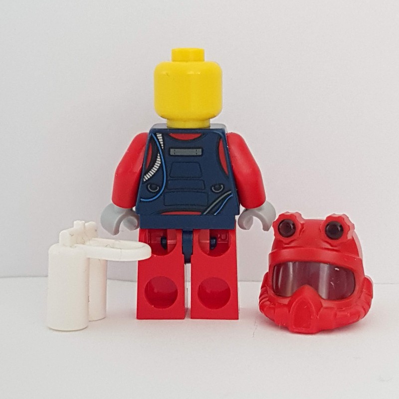 LEGO Set fig-009764 Diver, Man, Red and Dark Blue Wetsuit with Straps ...
