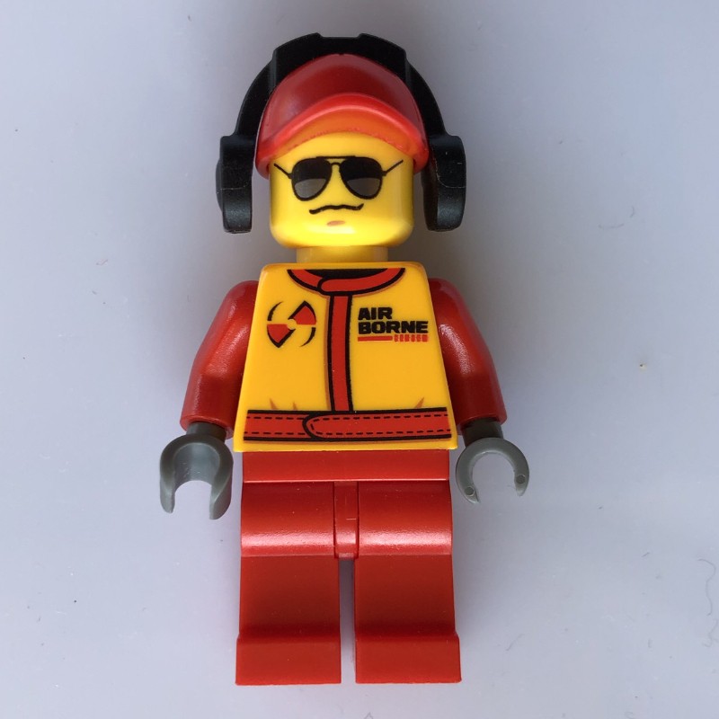 LEGO Set fig-009768 Racer, Red and Orange Jumpsuit, Red Cap with Ear ...