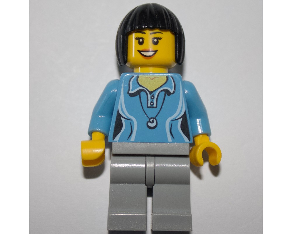 LEGO Set fig-009770 Woman, Medium Blue Polo Shirt with Necklace, Light ...