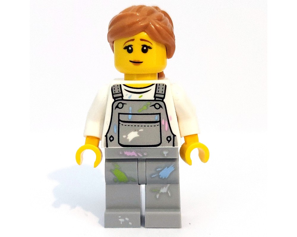 LEGO Set fig-009782 Woman, Light Bluish Gray Overalls with Paint Stains ...