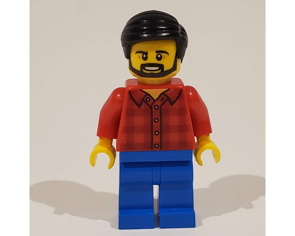 LEGO Set fig-009783 Man, Red Flannel Shirt, Blue Legs, Black Hair ...