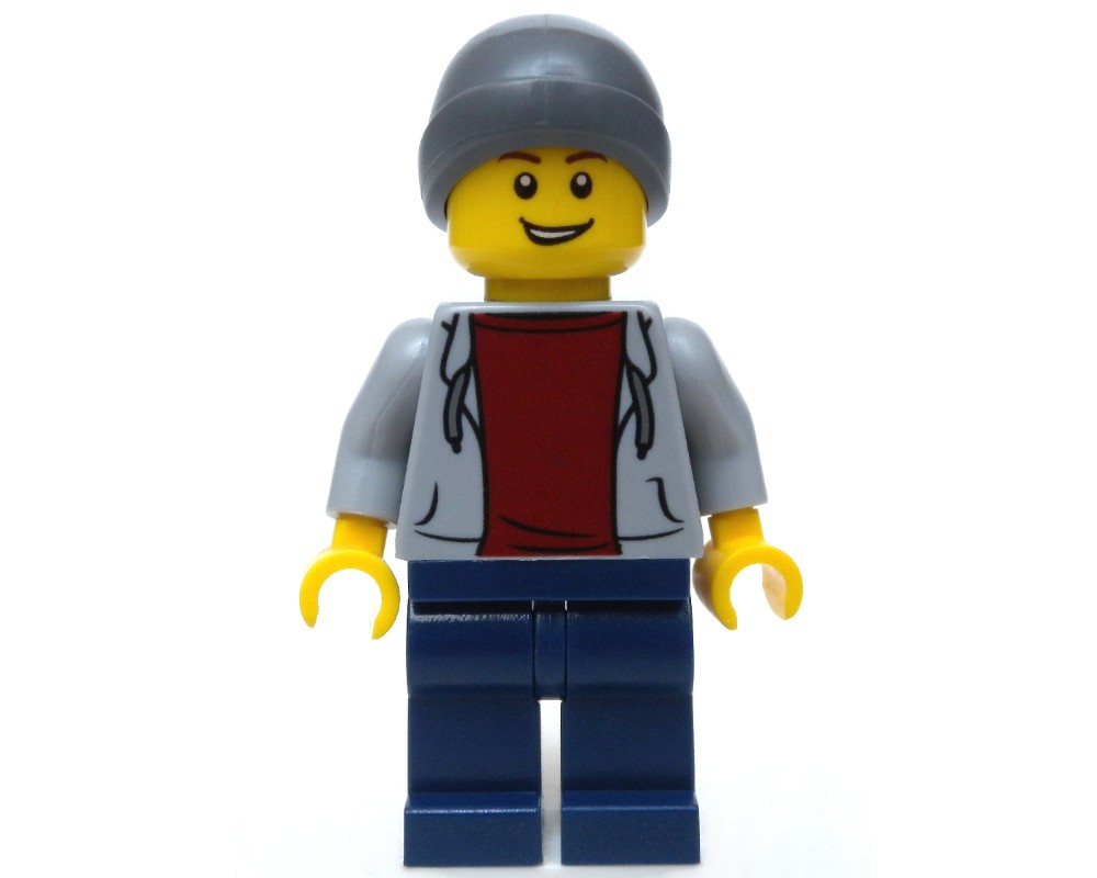 LEGO Set fig-009790 Man, Light Bluish Gray Hoodie over Dark Red Shirt ...