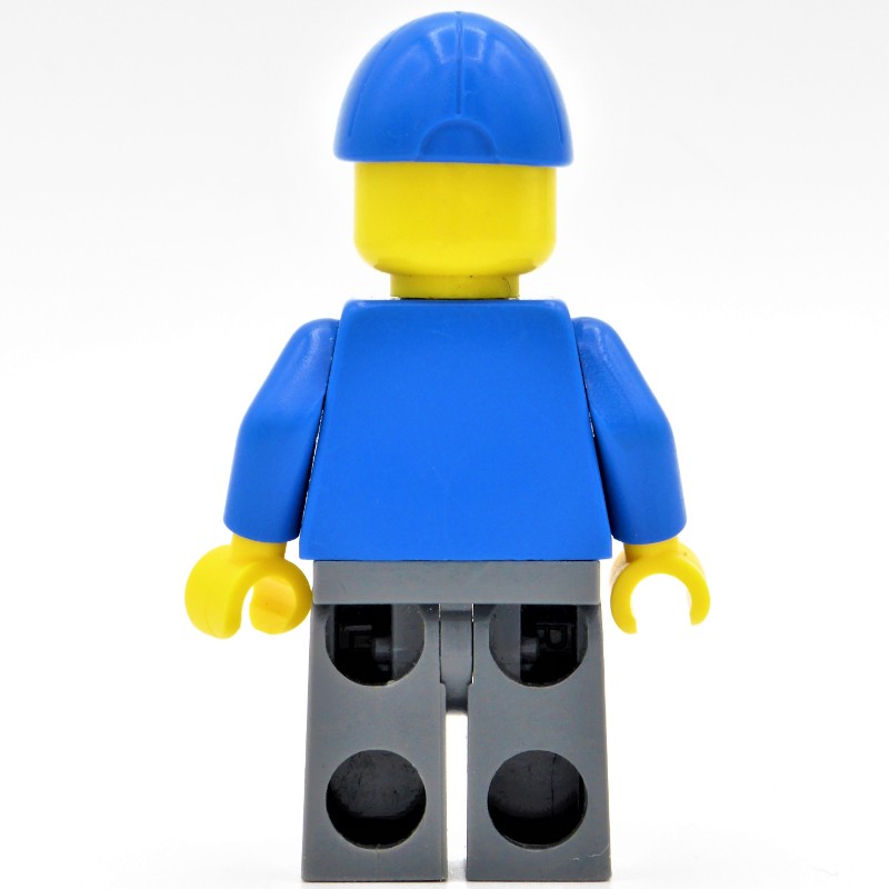 LEGO Set fig-009807 Worker, Blue Jacket with Orange Stripes, Sand Blue ...