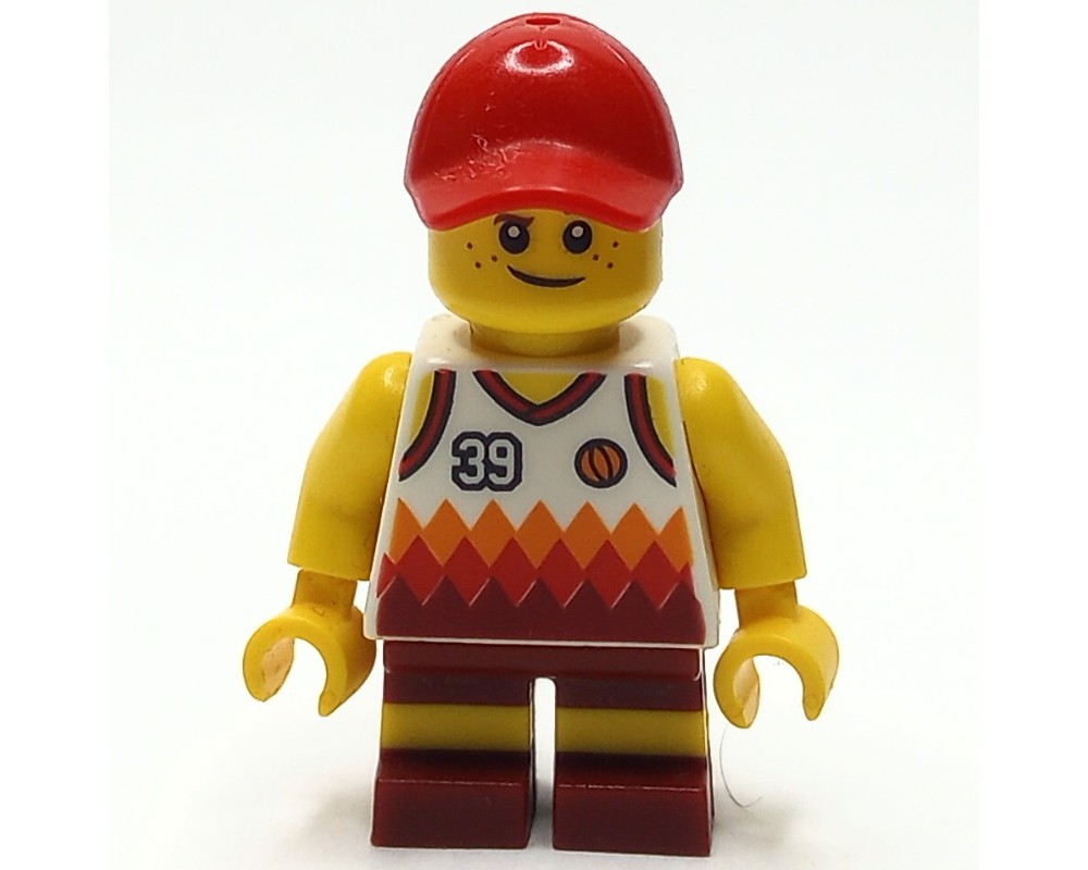 LEGO Set fig-009814 Boy, White and Dark Red Basketball Jersey with '39 ...