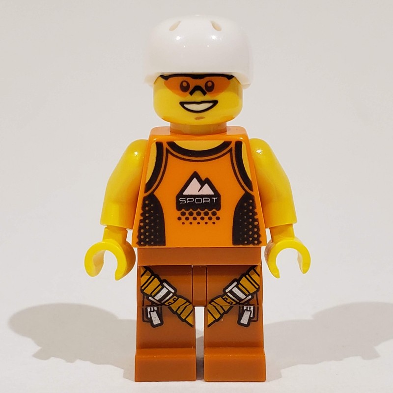 LEGO Set fig-009841 Man, Orange Tank Top with 'SPORT', Dark Orange Legs ...