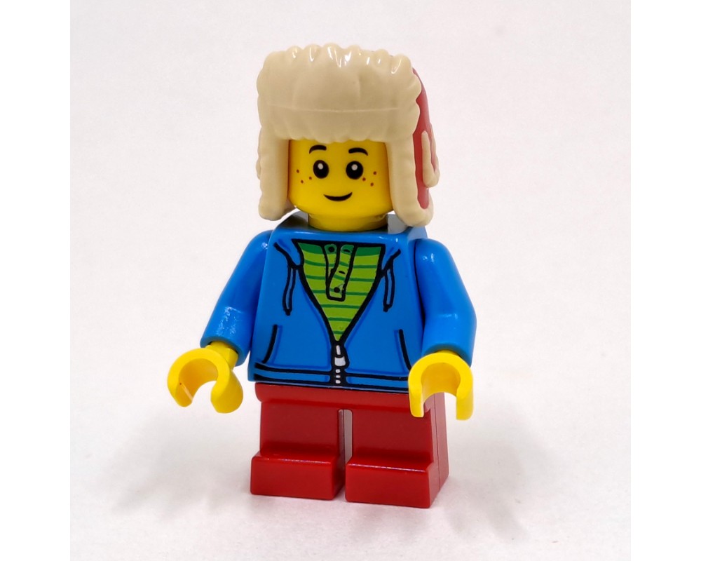 LEGO Set fig-009969 Boy, Open Dark Azure Hoodie with Zipper, Short Red ...