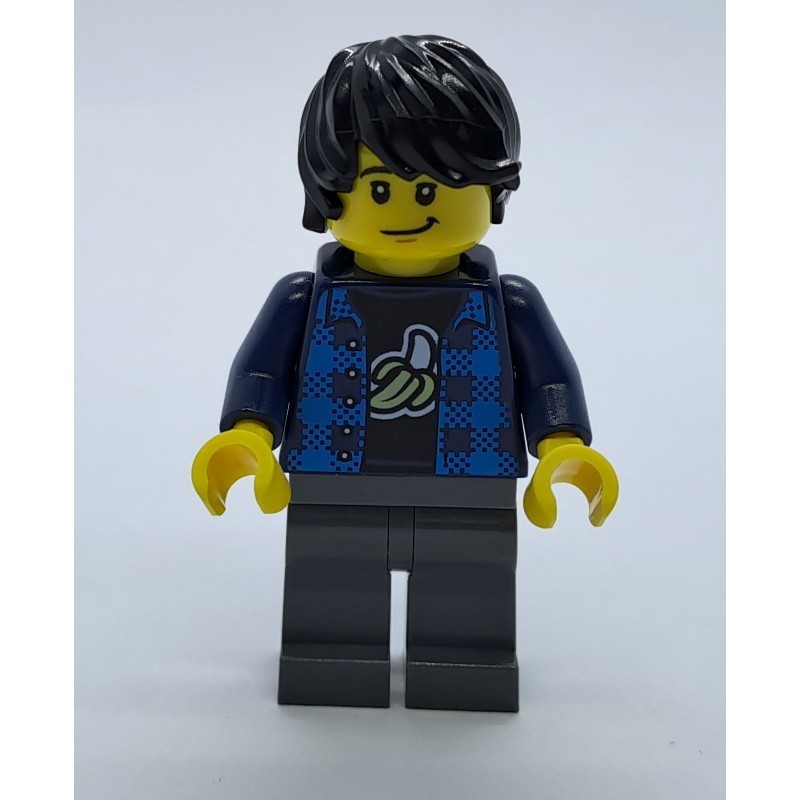 LEGO Set fig-009973 Man, Open Dark Blue Flannel Shirt over Top with ...