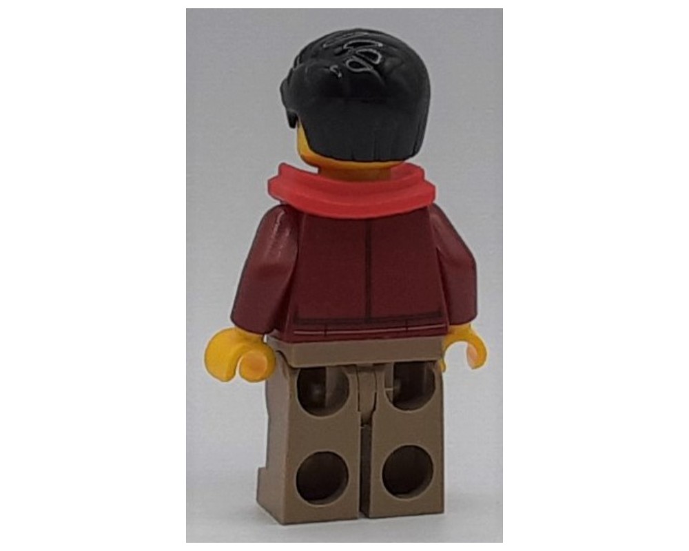 LEGO Set fig-009974 Man, Open Dark Red Jacket, Dark Tan Legs, Red Scarf ...
