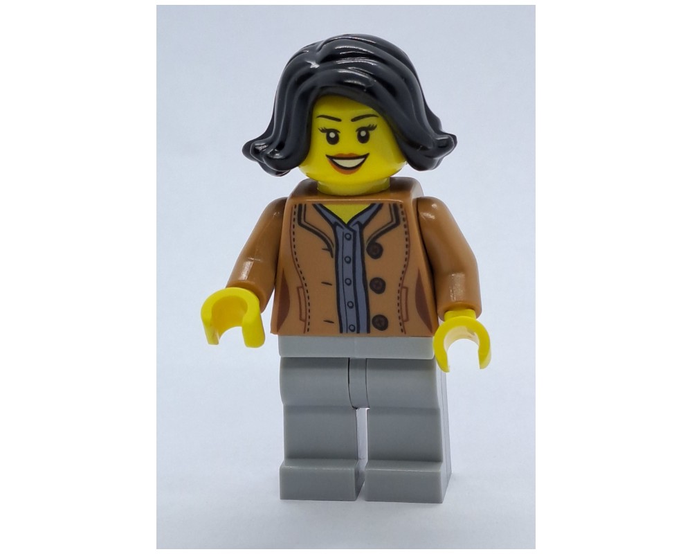LEGO Set fig-009981 Woman, Medium Nougat Jacket, Light Bluish Gray Legs ...