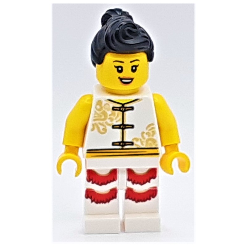 LEGO Set fig-009989 Woman, White Robes with Ties, White Legs, Black ...